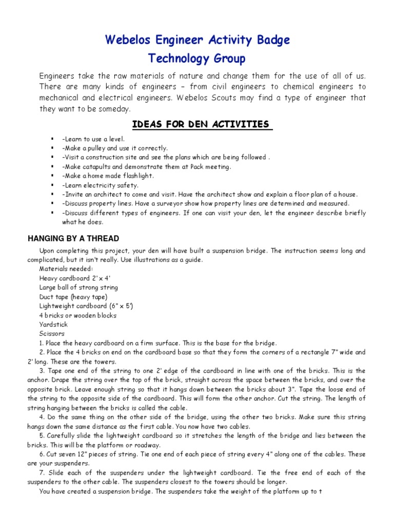 Engineer Badge Cub Scouts Ideas and Projects | PDF | Engineering | Wire