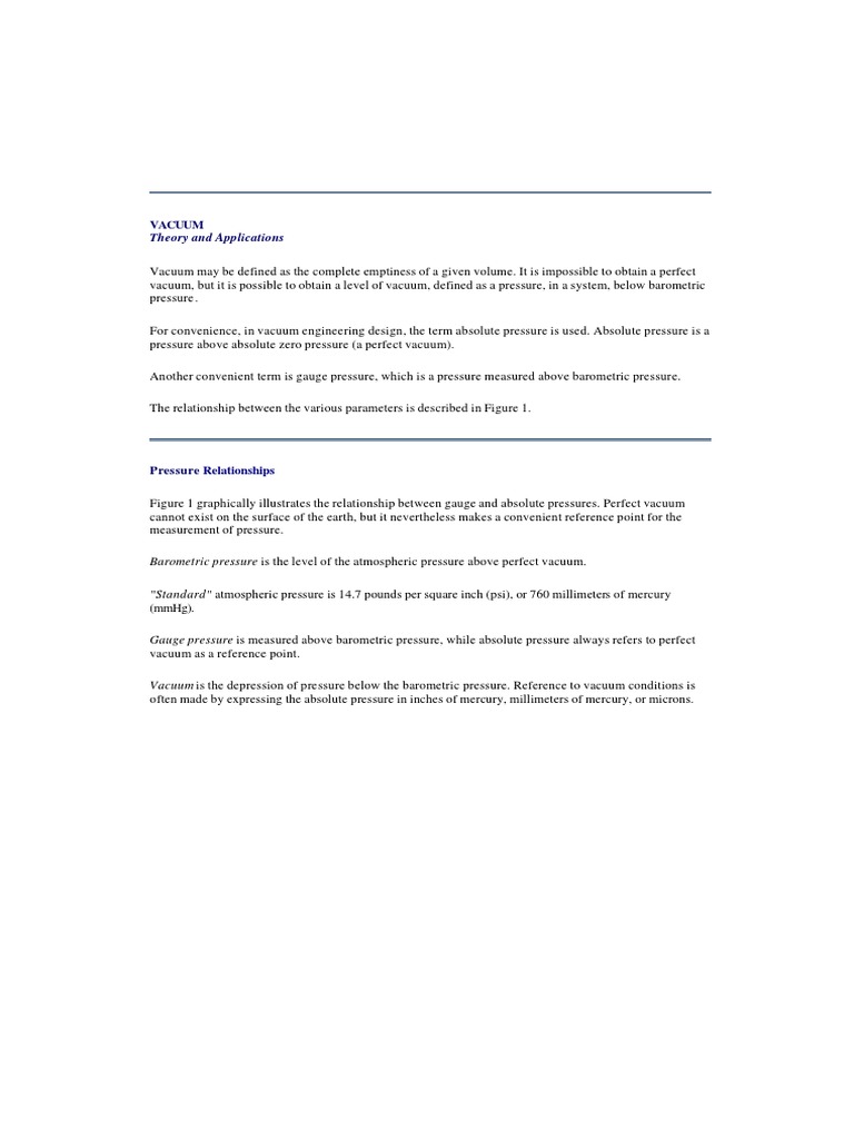 Vacuum Theory Pdf Pressure Measurement Vacuum