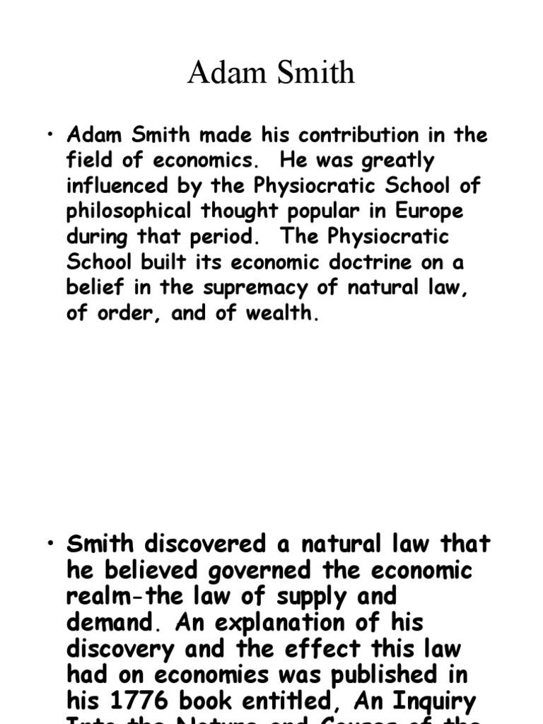 Adam Smith Made His Contribution in The | PDF | Adam Smith | Economic ...