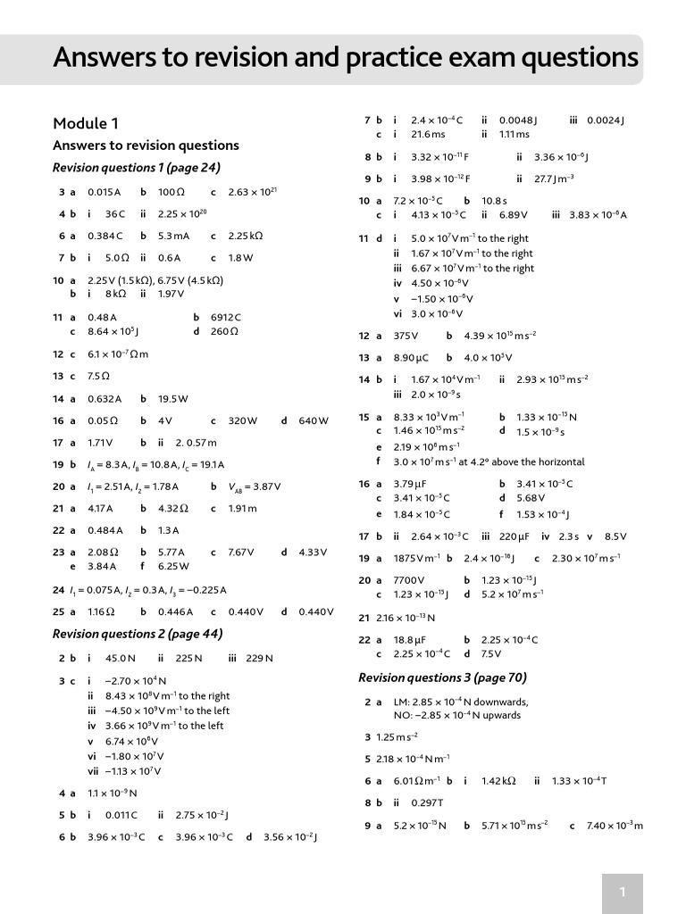 Answers To Revision and Practice Exam Questions | PDF
