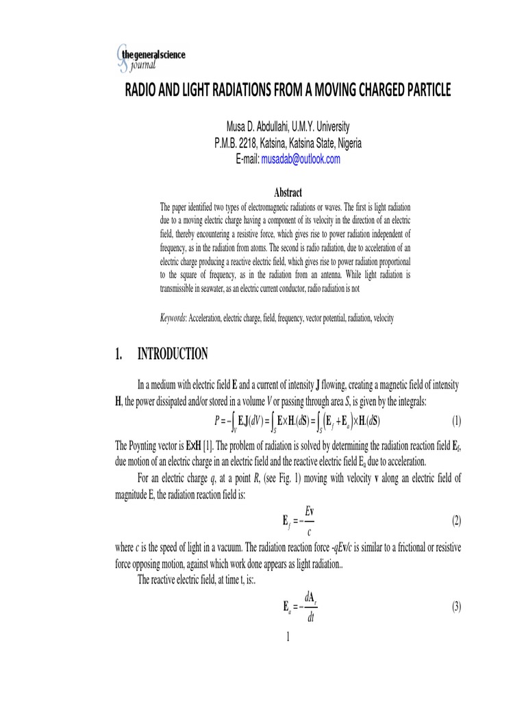 Radio and Light Radiations From A Moving Charged Particle Are Different ...