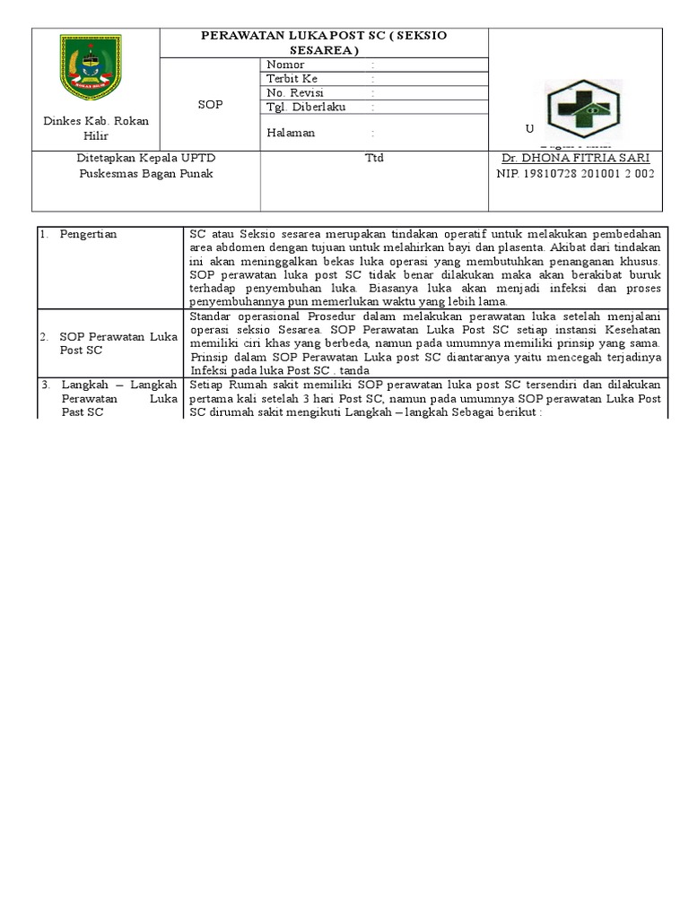 Sop Perawatan Luka Post SC | PDF