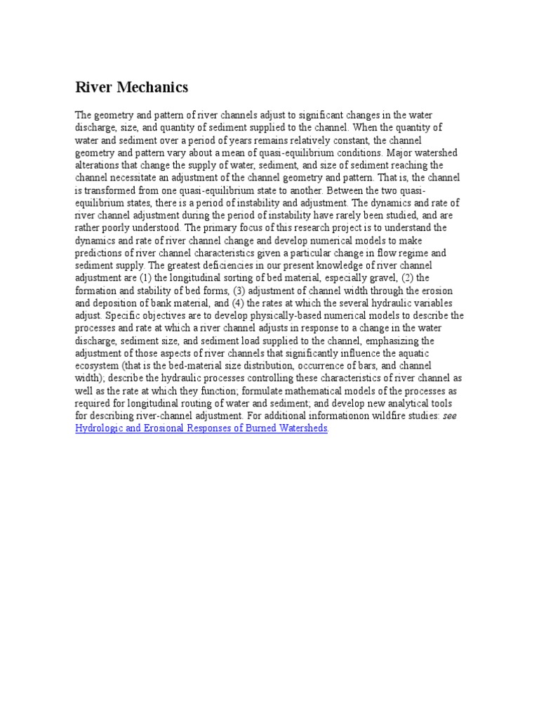 River Mechanics: Hydrologic and Erosional Responses of Burned ...