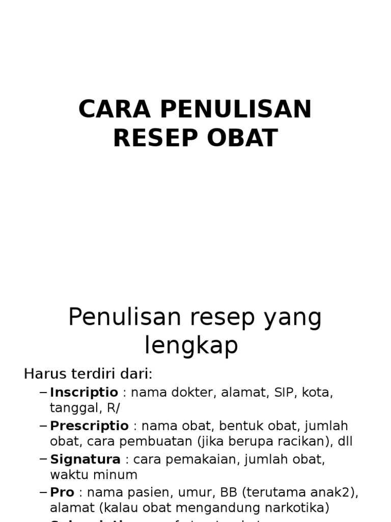 Cara Menulis Resep | PDF