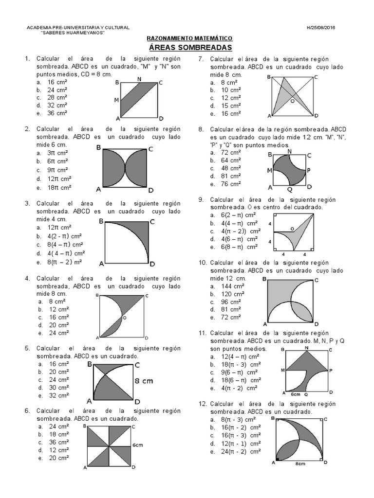 Areas Sombreadas | PDF | Triángulo | Geometría Elemental