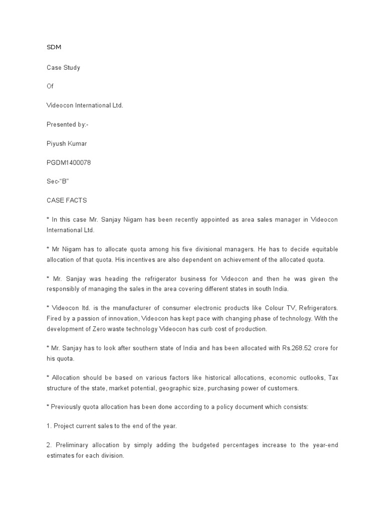 SDM Case Study | PDF | Sales | Distribution (Business)