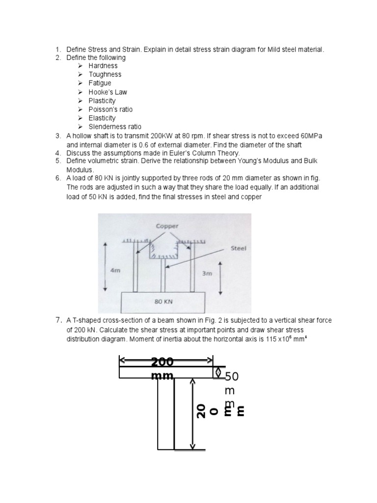 SOM Question Bank | PDF | Bending | Stress (Mechanics)