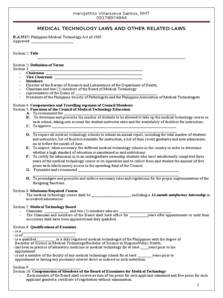 MedtechLaws LectureBlank | PDF | Medicine | Test (Assessment)