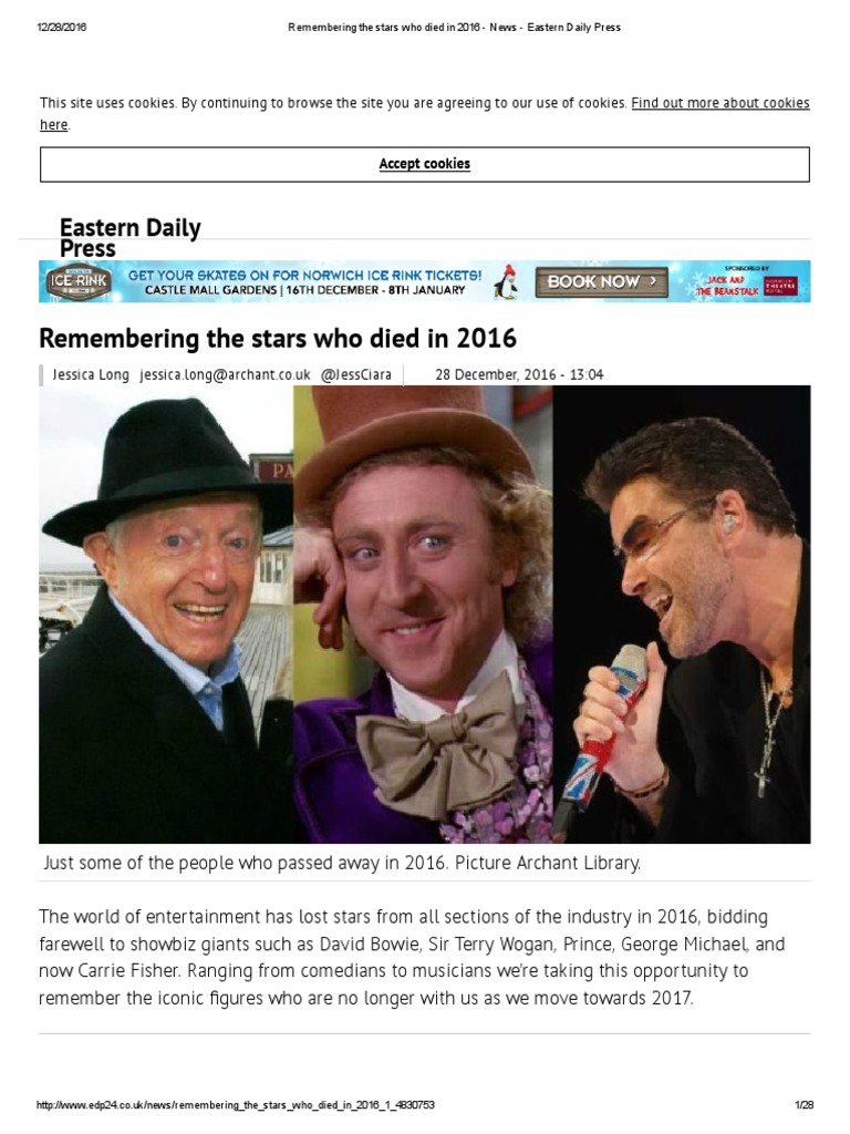 Remembering The Stars Who Died in 2016 - News - Eastern Daily Press ...