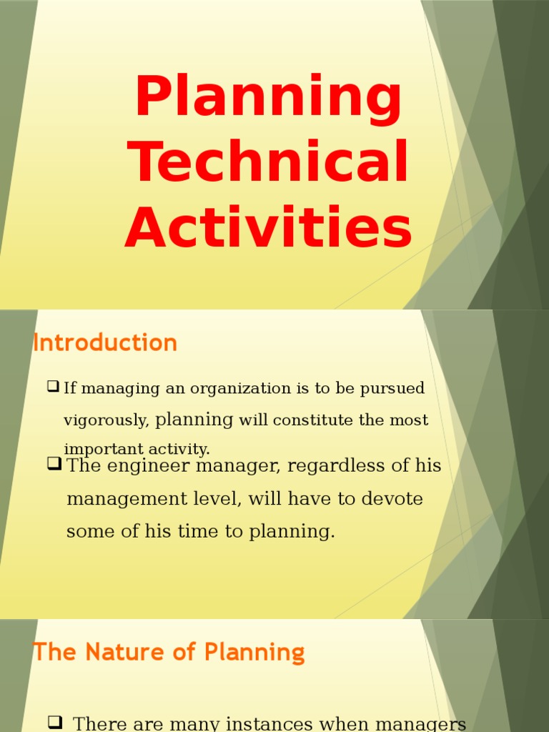 Planning Technical Activities | PDF | Strategic Planning | Marketing