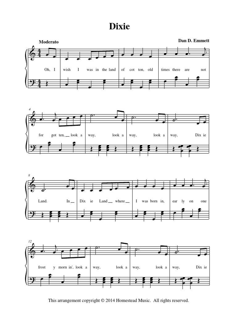 Dixie - Piano Solo | PDF