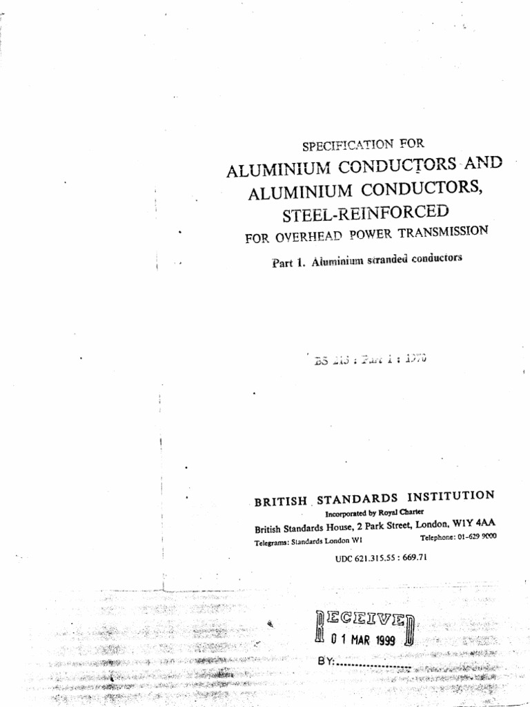 BS 215 1 Aluminum Conductors Aluminum Conductors Steel Reinforced For ...
