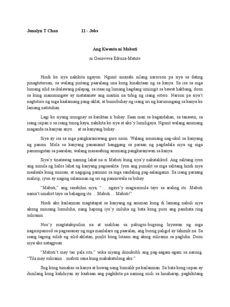 Ang Kwento Ni Mabuti | PDF