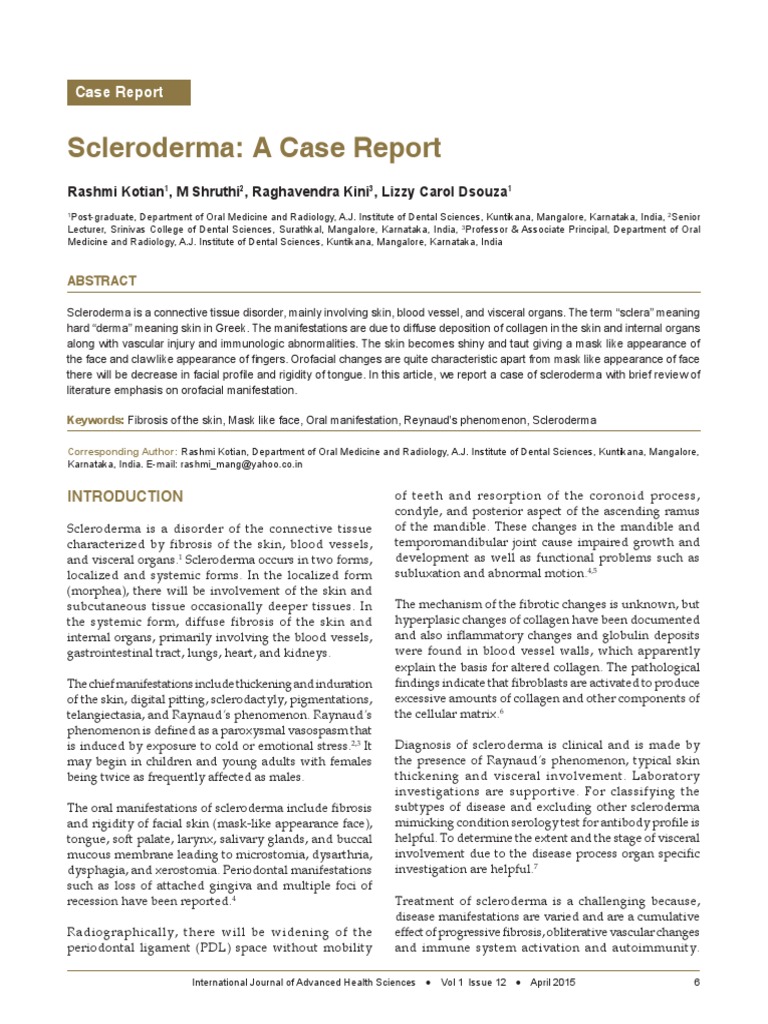 Scleroderma Case Report Highlights Oral Manifestations | PDF