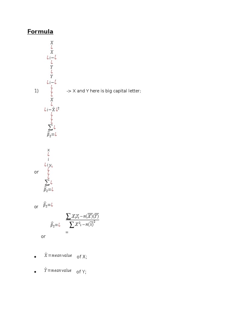Linear Regression Formula Guide | PDF
