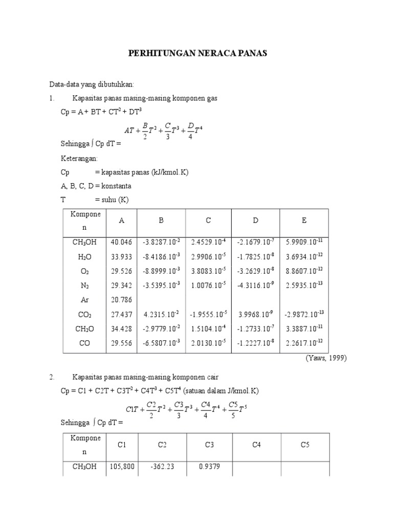 Perhitungan Neraca Panas | PDF