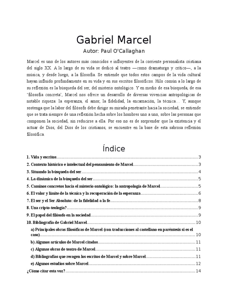 Gabriel Marcel | PDF | Existencialismo | Realidad