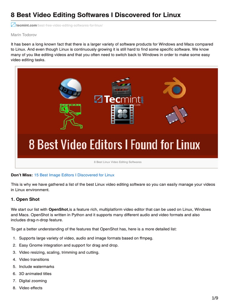 Best Linux Video Editing Software | PDF | Blender (Software) | Linux