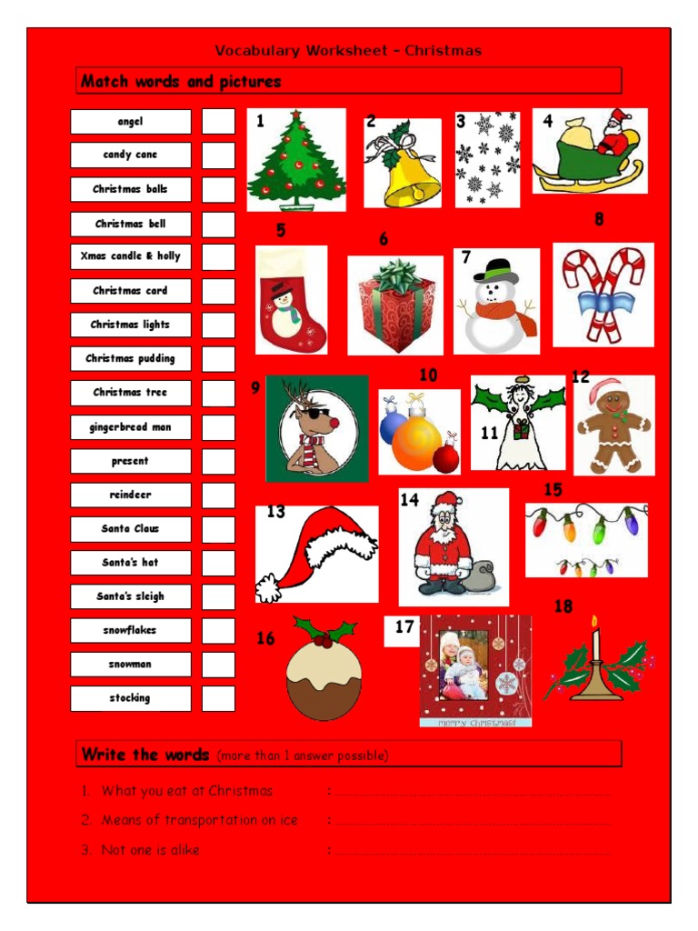 Christmas Vocabulary Worksheet | PDF