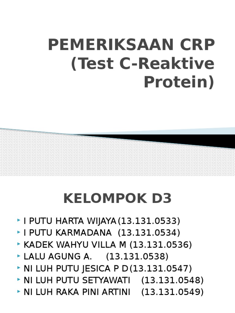Pemeriksaan Crp Test C Reaktive Protein Pdf