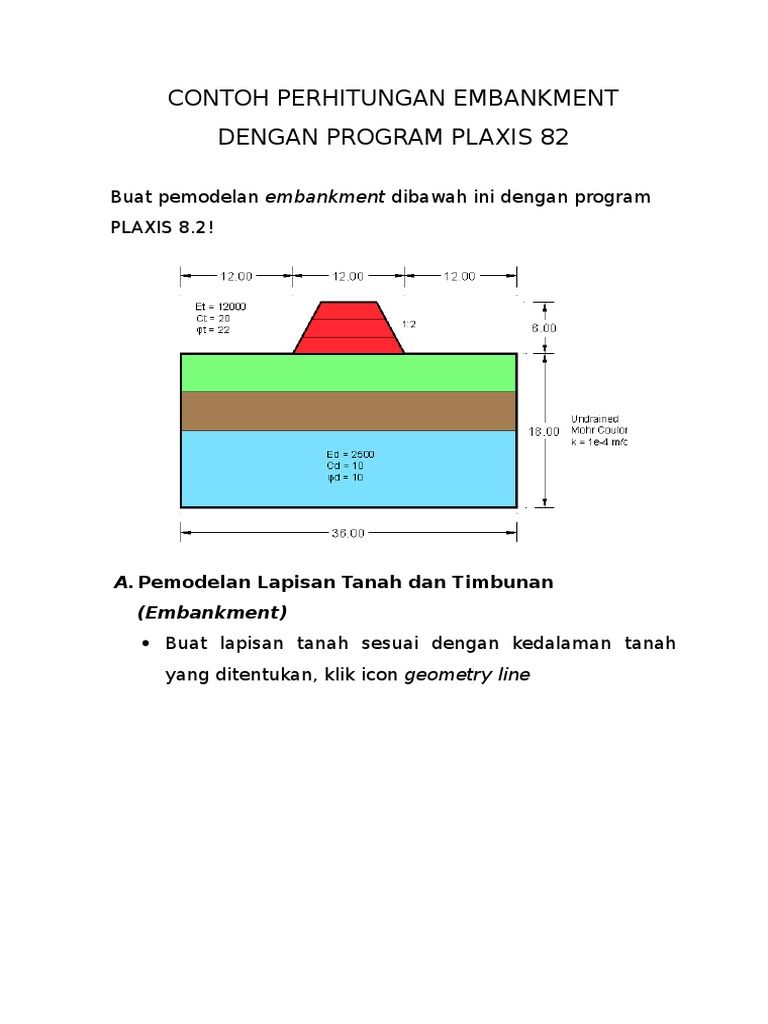 Contoh Perhitungan Tanah Timbunan-Plaxis 8.2 | PDF