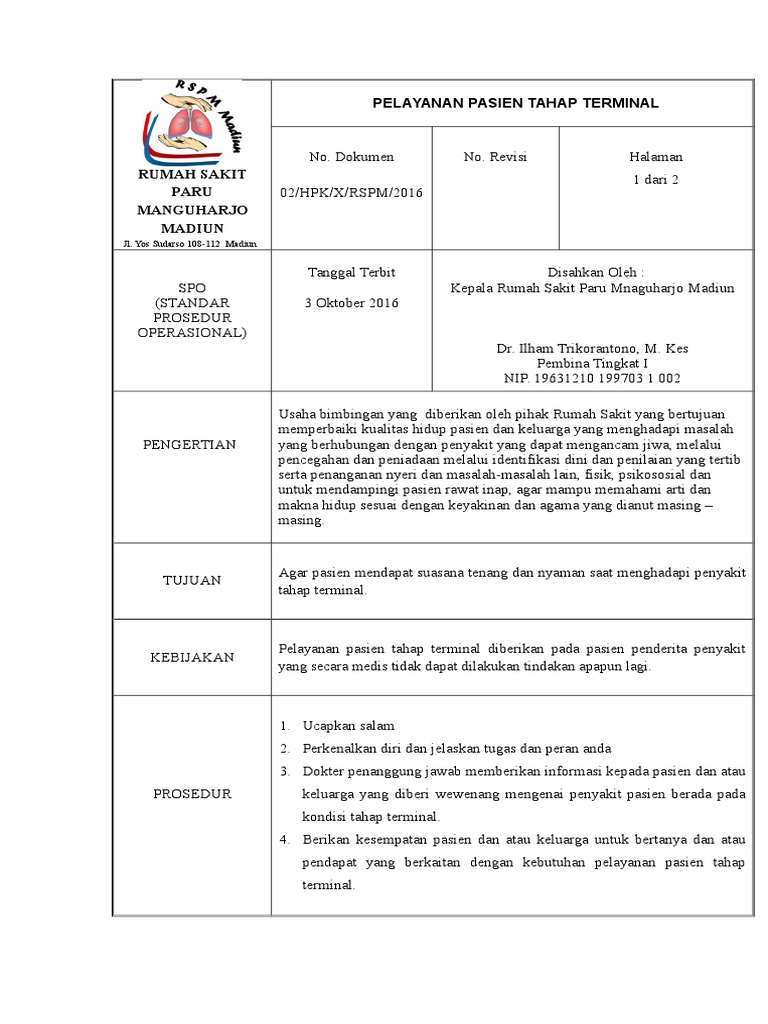 Sop Pasien Tahap Terminal | PDF
