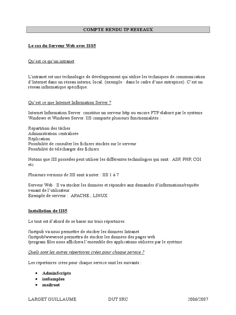 Compte Rendu TP Reseaux (L) | PDF | Serveur (Informatique) | Internet