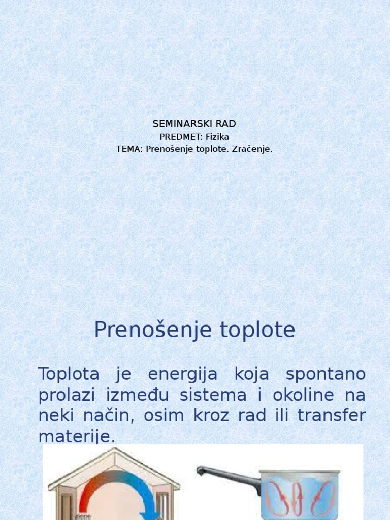 PRENOSENJE TOPLOTE