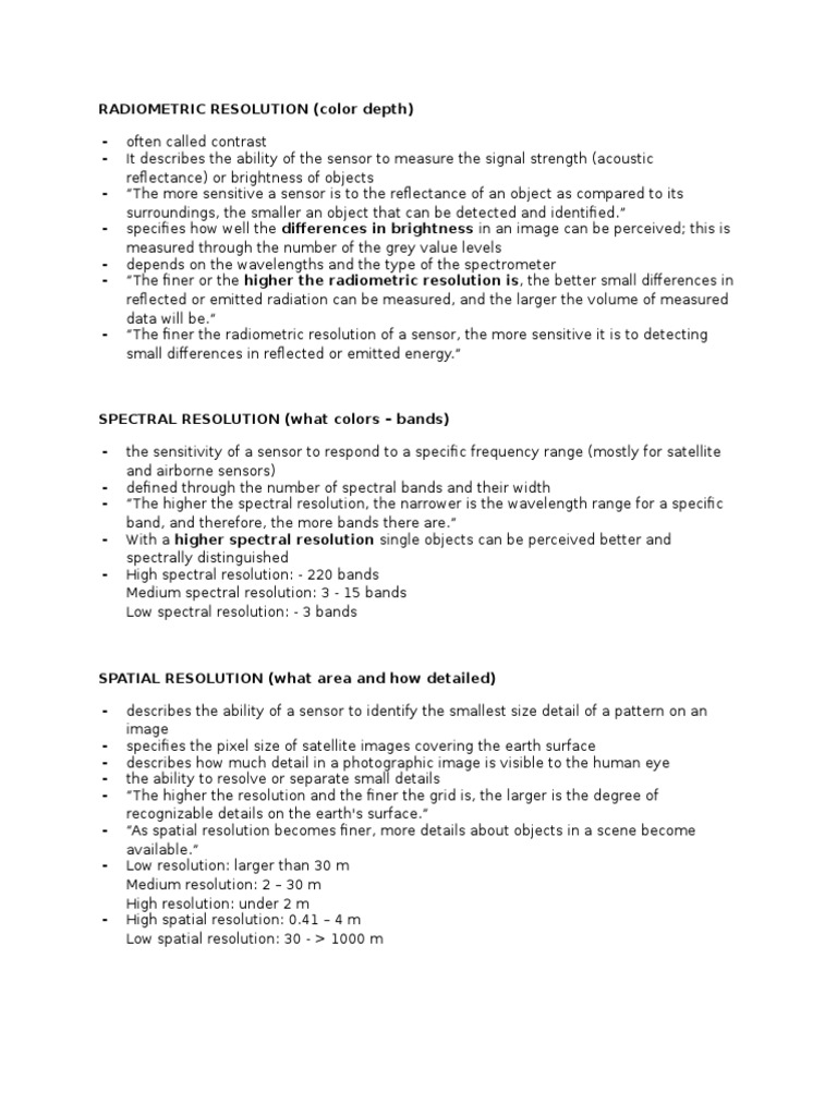 4 Types of Resolution | PDF | Image Resolution | Electromagnetic Spectrum