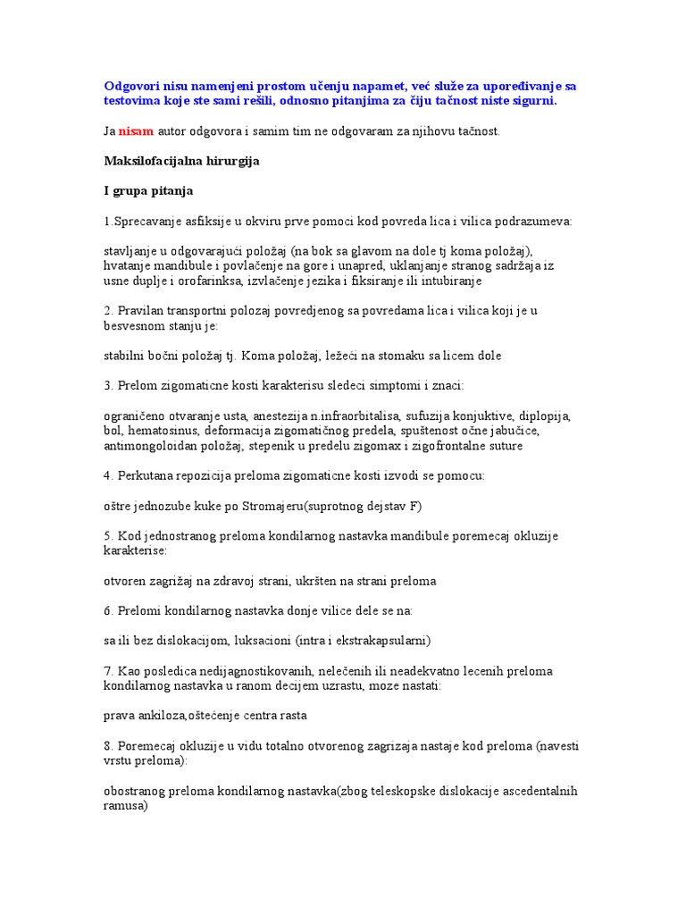 Maksilofacijalna Hirurgija | PDF