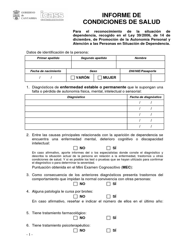 Informe Condiciones Salud | PDF | Diagnostico medico | Ciencias de la Salud