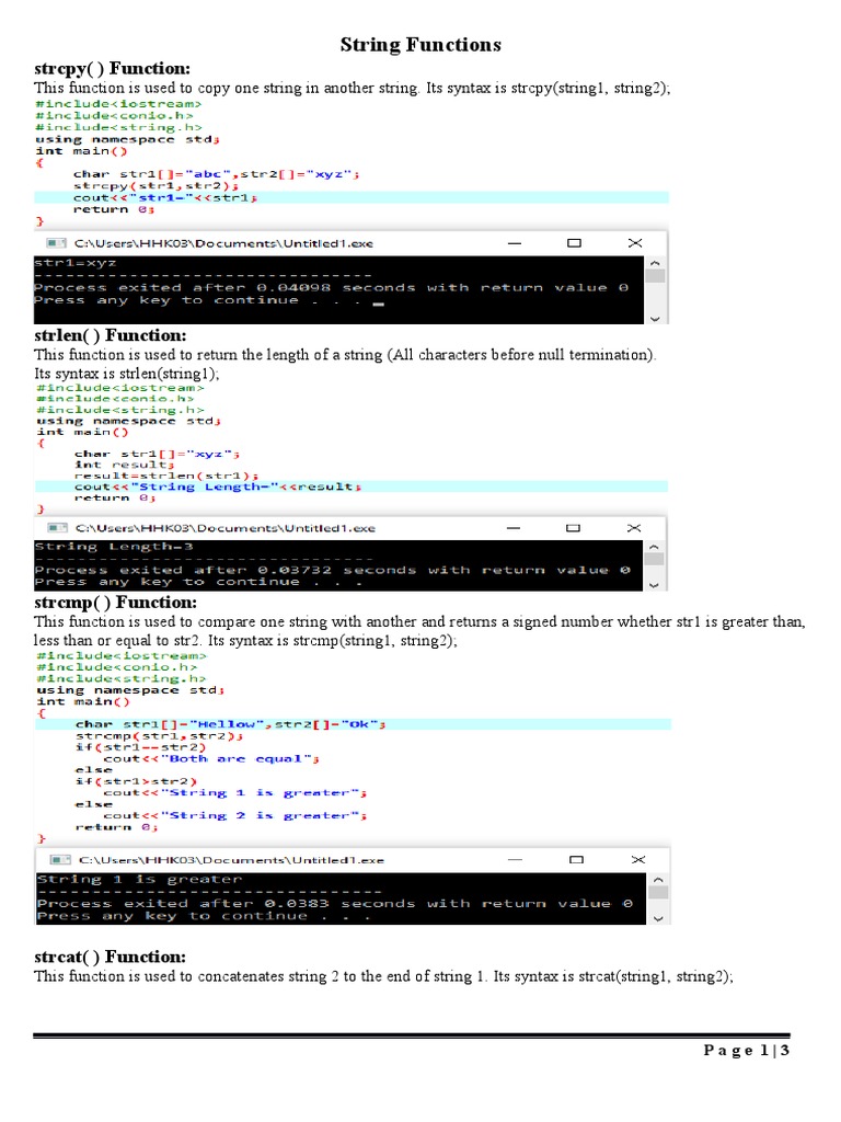 String Functions: Strcpy Function | PDF