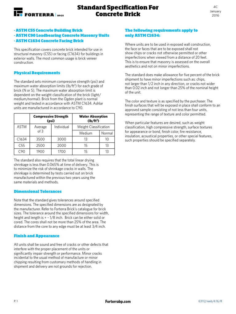 Specs Concrete Brick | PDF | Brick | Masonry