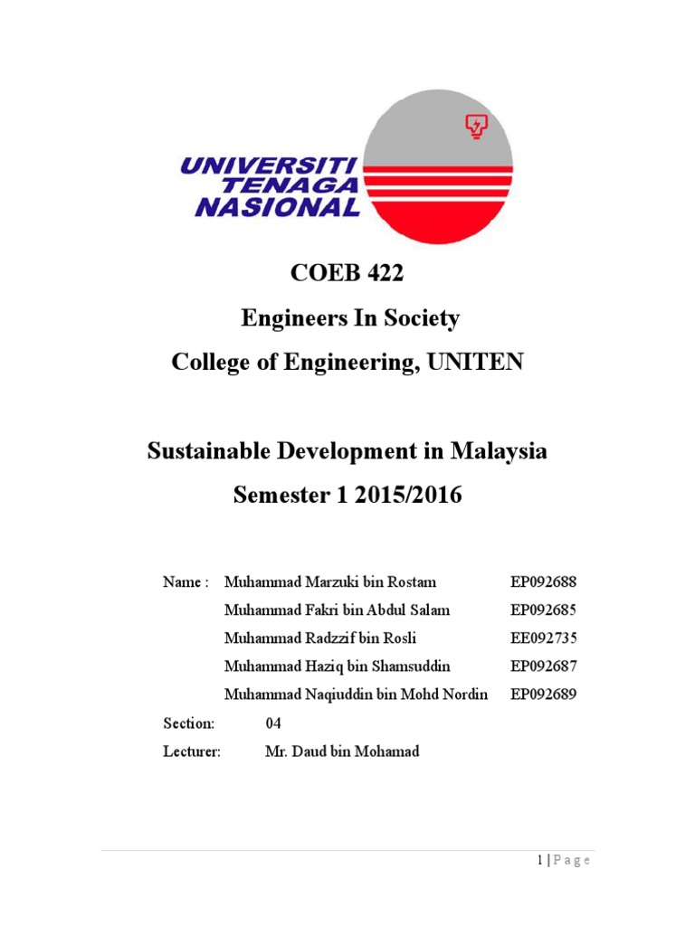 COEB 422 Engineers in Society College of Engineering, UNITEN | Download ...