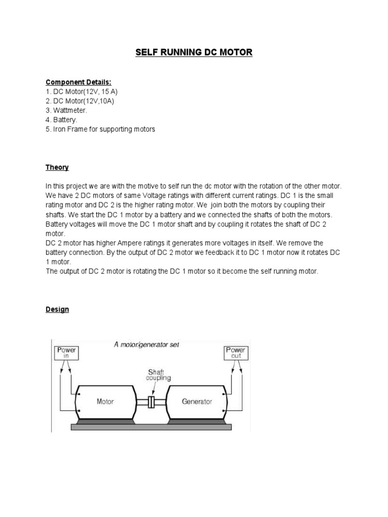 Self Running DC Motor: Component Details | PDF