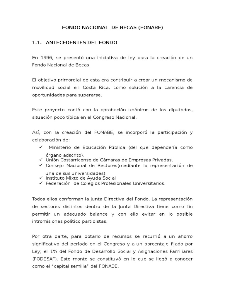 FONABE: Apoyo Educativo en Costa Rica | PDF | Institución | Costa Rica
