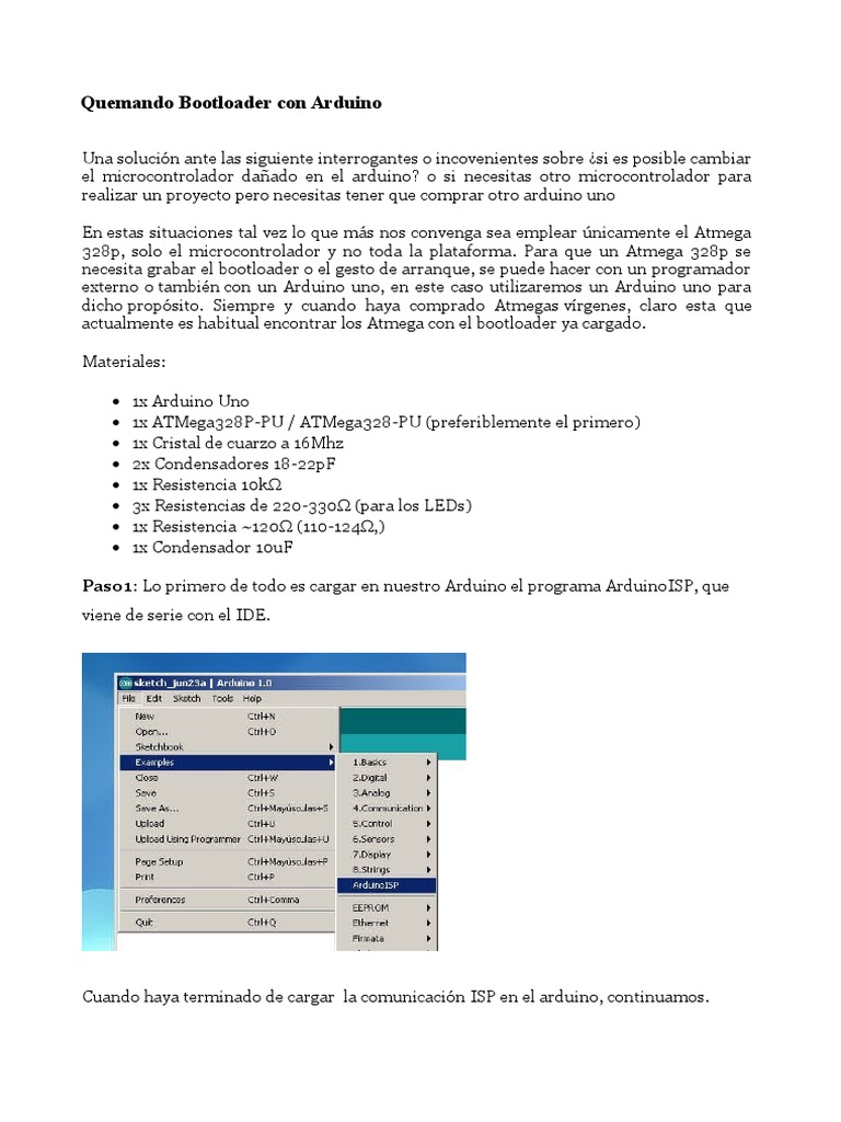 Quemando Bootloader Atmega 328 Con Arduino | PDF | Arduino | Arranque