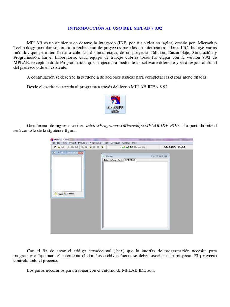 Practica Introductoria A MPLAB | PDF | Entorno de desarrollo integrado | Ventana (informática)