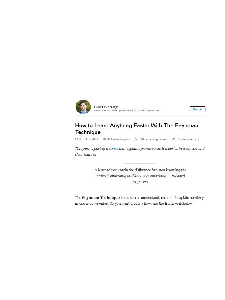 Feynman Technique | PDF | Richard Feynman | Interpretation (Philosophy)