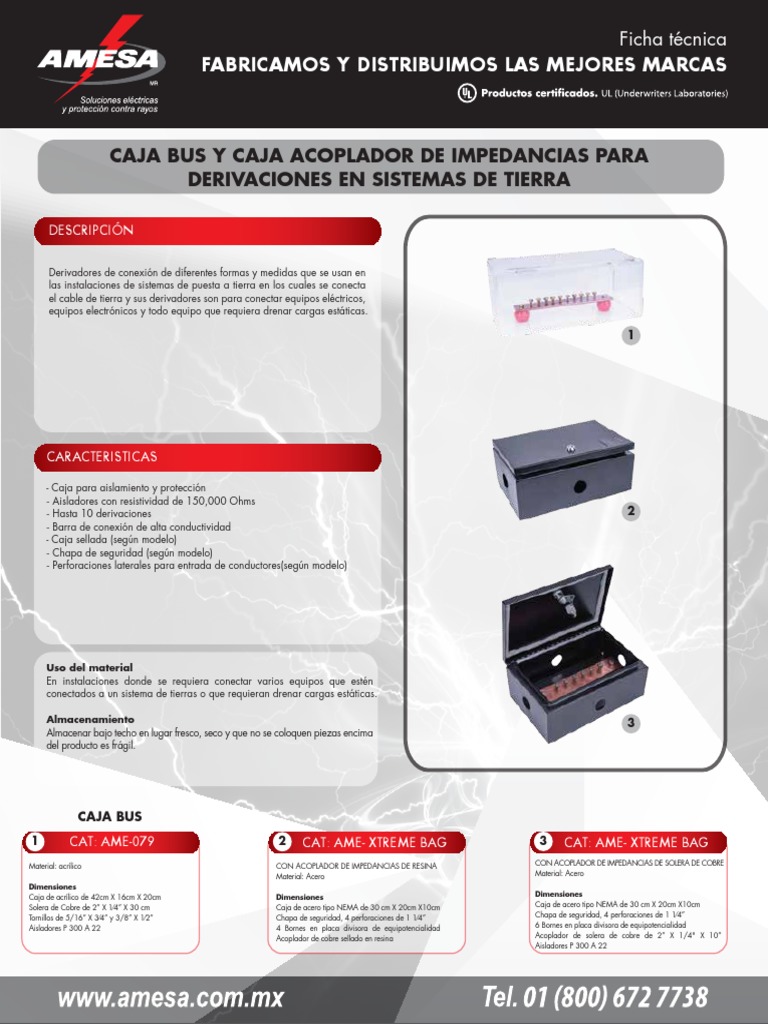Caja Bus y Caja Acoplador Amesa Ficha Tecnica v1 | PDF