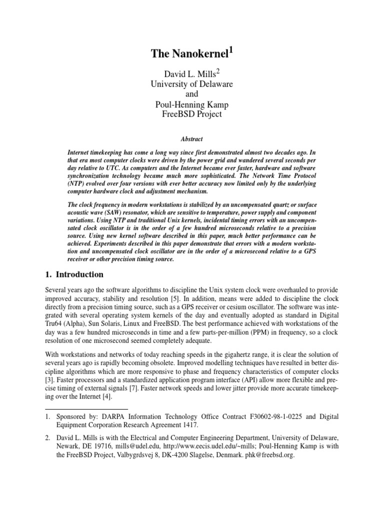 The Nanokernel: David L. Mills University of Delaware and Poul-Henning ...