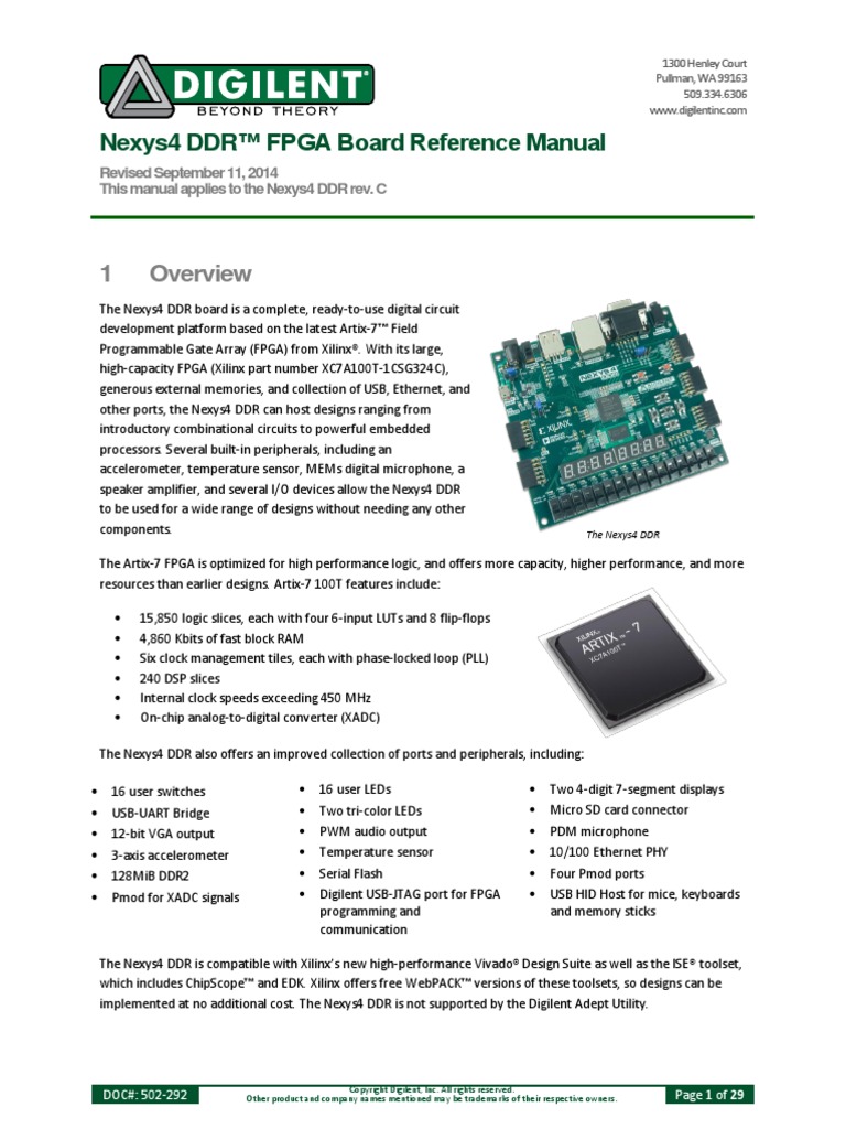 Nexys4-DDR RM | PDF | Cathode Ray Tube | Field Programmable Gate Array