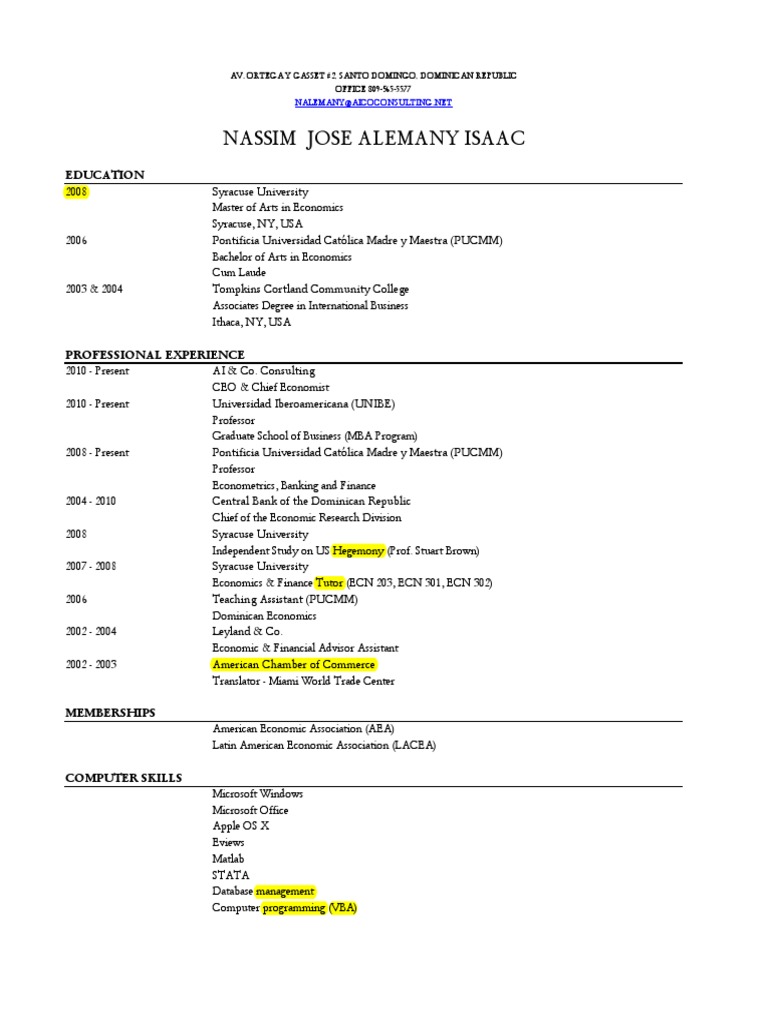 Nassim Jose Alemany Isaac: Education | Download Free PDF | Dominican ...