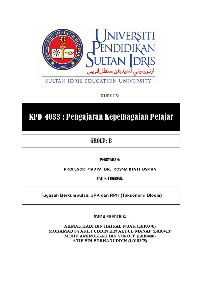 Final-Rph & JPK (Taksonomi Bloom) | PDF