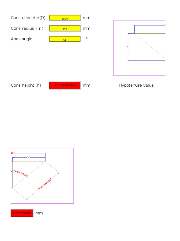 Cone Weight Calculation | PDF | Angle | Volume