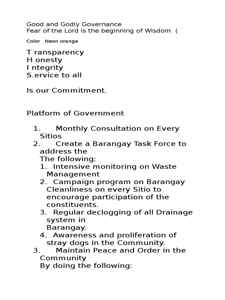 Good and Godly Governance | PDF