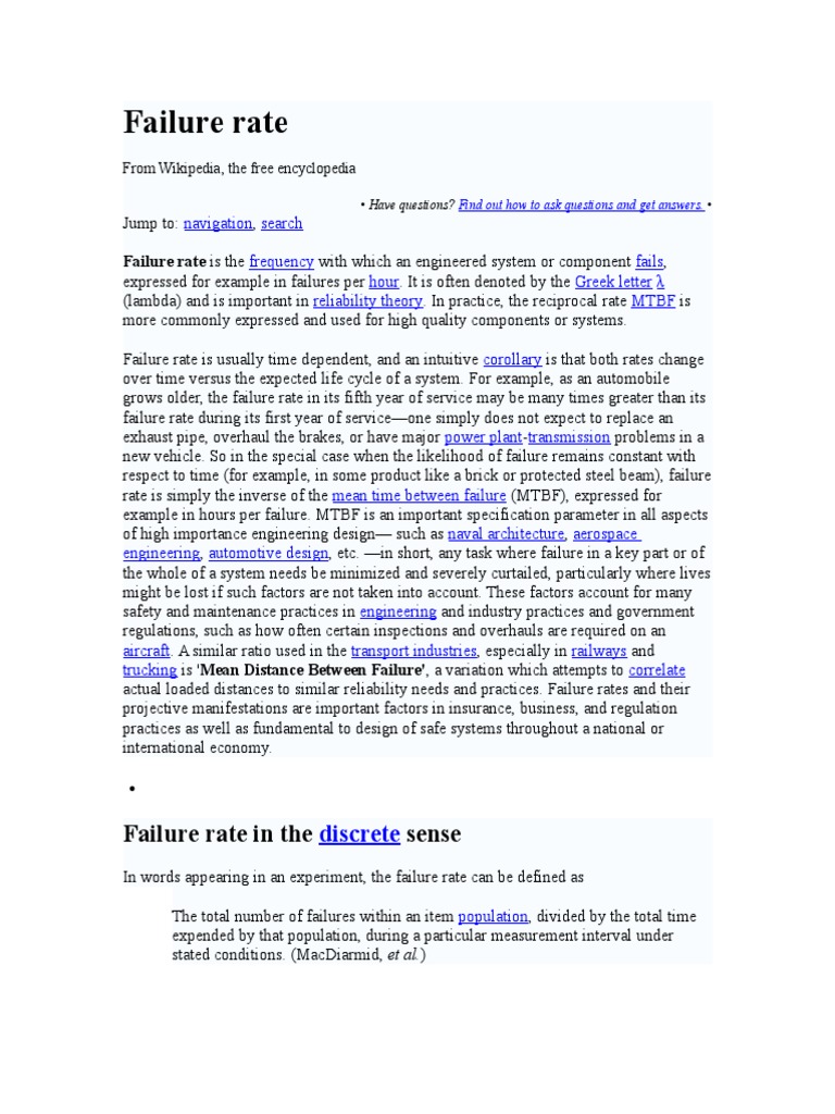 Failure Rate | PDF | Analysis | Statistical Analysis