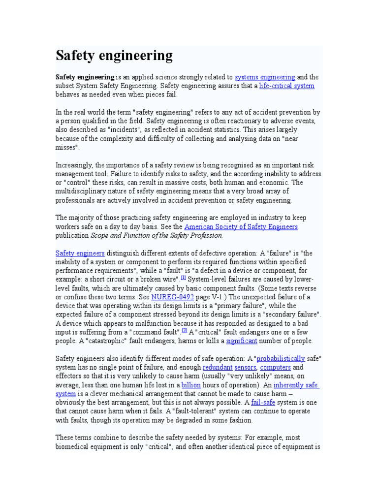 Safety Engineering | PDF | Reliability Engineering | Systems Theory