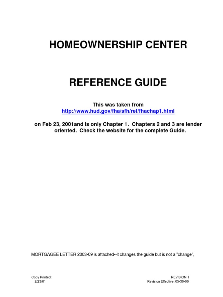 FHA Reference Guide | Download Free PDF | Federal Housing ...
