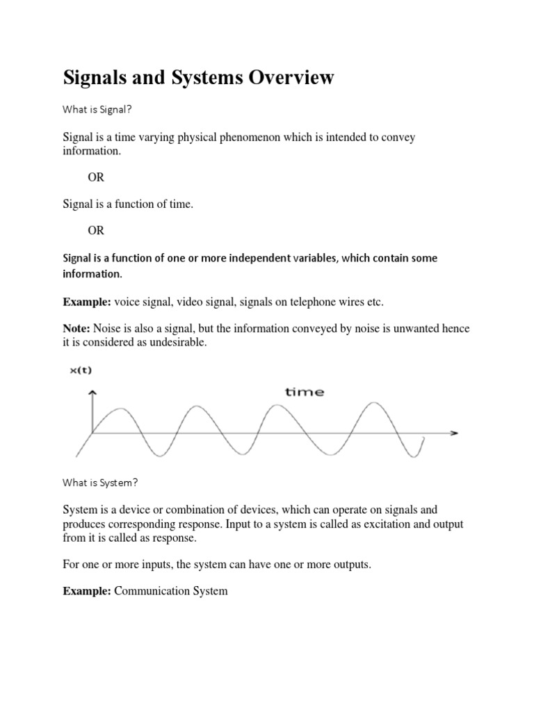 Introduction Signals And Systems Pdf Communications System Signal